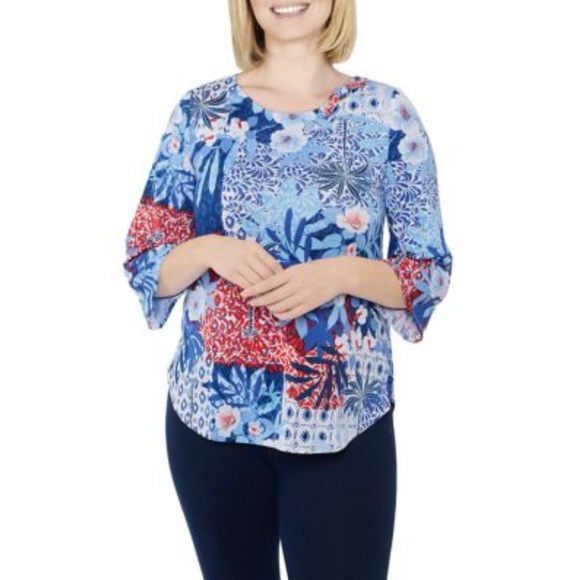 Ruby Rd. | Tops | Ruby Rd Womens Knit Patchwork Printed Top Size X ...